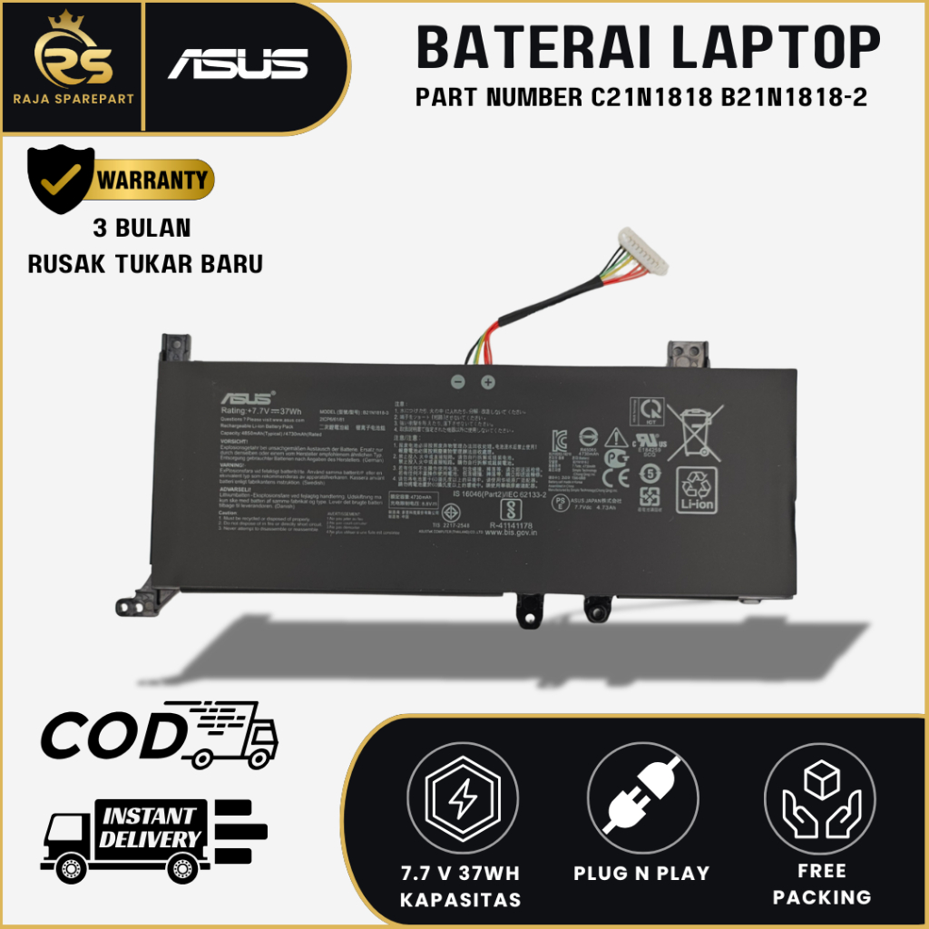 Jual Baterai Laptop Asus Original C21N1818 VivoBook A516J A412 A412F a409 | Shopee Indonesia