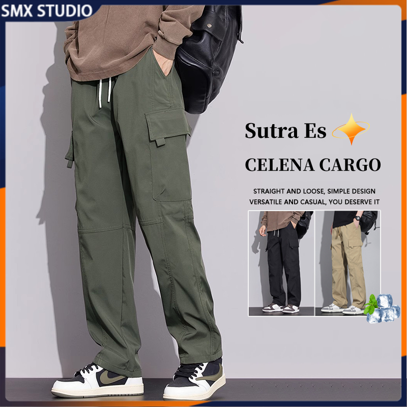 Jual Celana Cargo Panjang Pria Korean Style Celana Panjang Pria Hijau Dewasa Oversize Pria ...