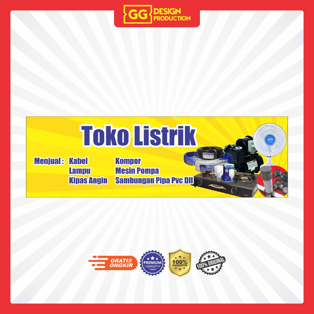 Jual cetak iklan spanduk banner mmt baliho toko listrik | Shopee Indonesia