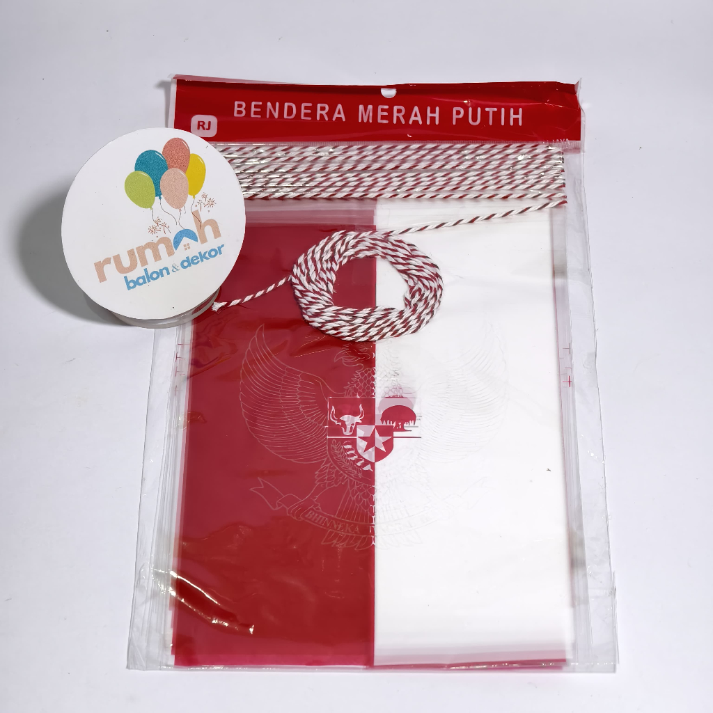 Jual BENDERA MERAH PUTIH RI MOTIF GARUDA / BENDERA PLASTIK OPP MERAH ...