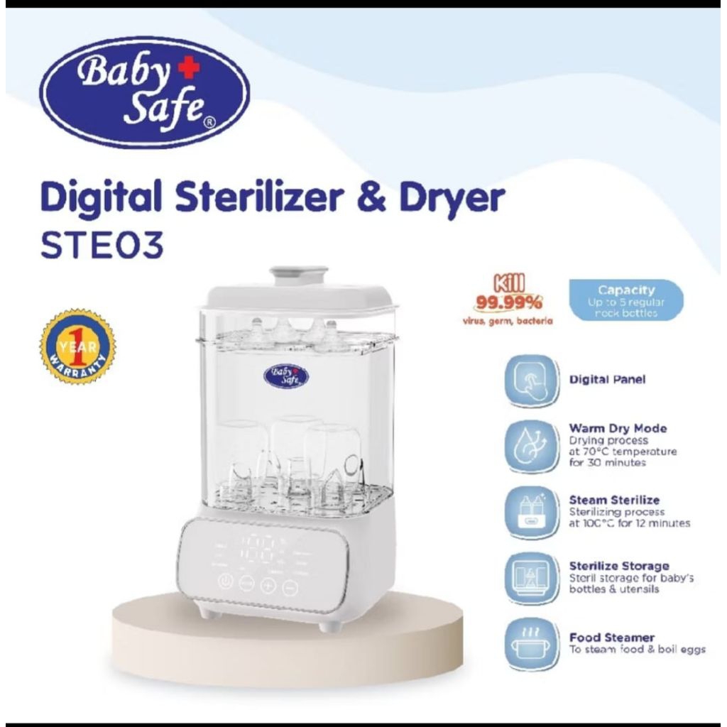 Jual Baby Safe Digital Sterilizer Dryer STE03 alat Steril bosu warm ...