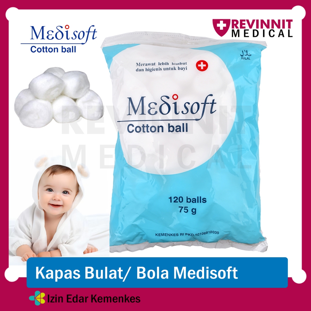 Jual MEDISOFT Cotton Ball | Kapas Bayi Medisoft KAPAS BULAT 120s 75g ...