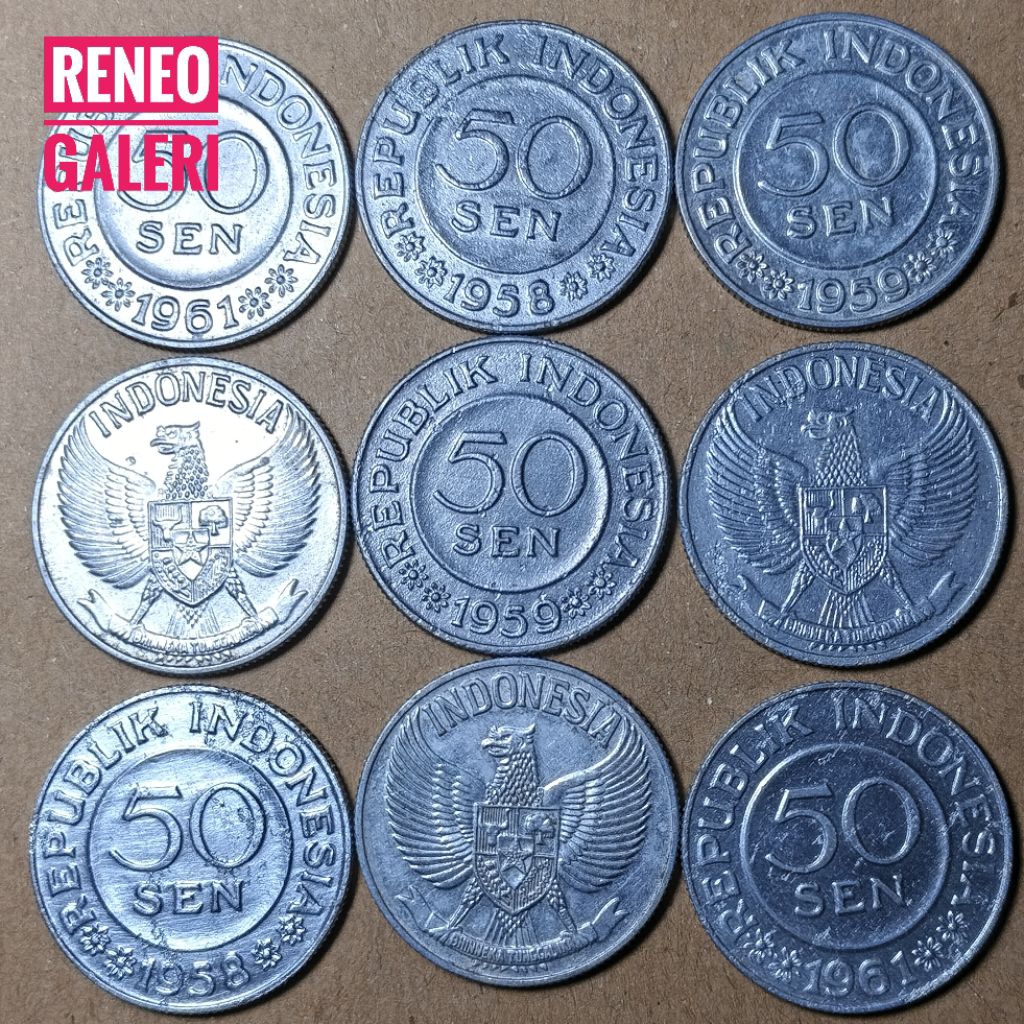 Jual VF cuci Koin 50 Sen Garuda tahun 1958 1959 1961 Uang koin kuno ...