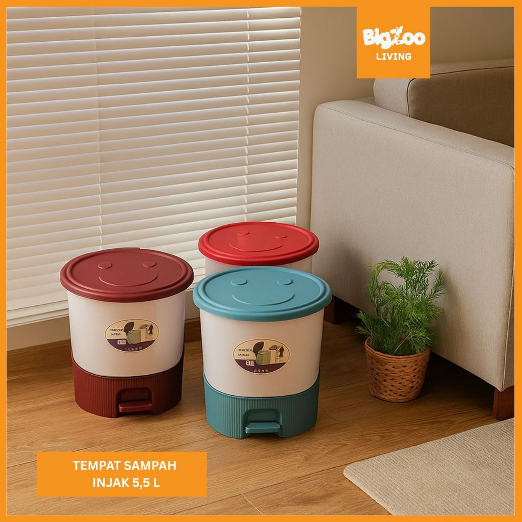 Jual Bigzoo Living - Tong Sampah Injak 5.5L Minimalis | Tempat Sampah Pedal | Shopee Indonesia