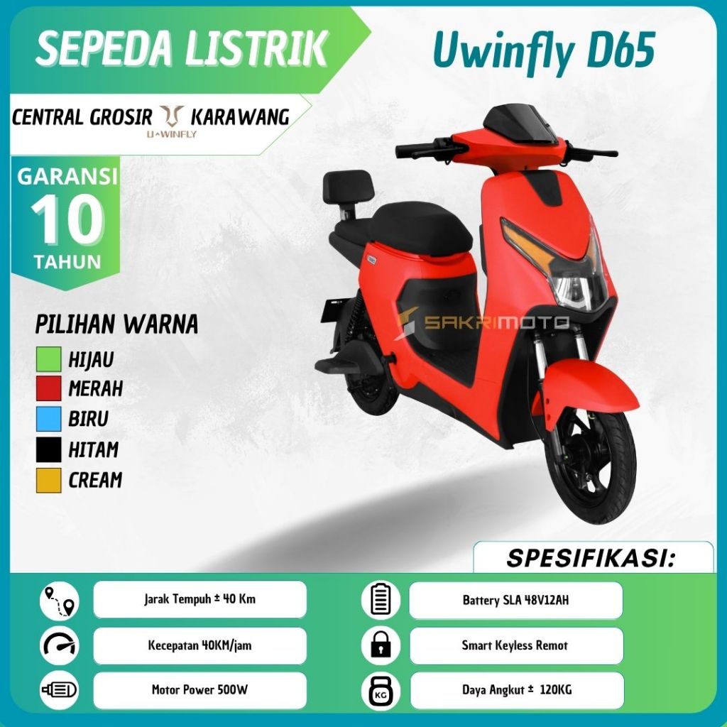Jual Sepeda Listrik UWINFLY D65/D75 500 Watt Garansi Resmi Karawang ...