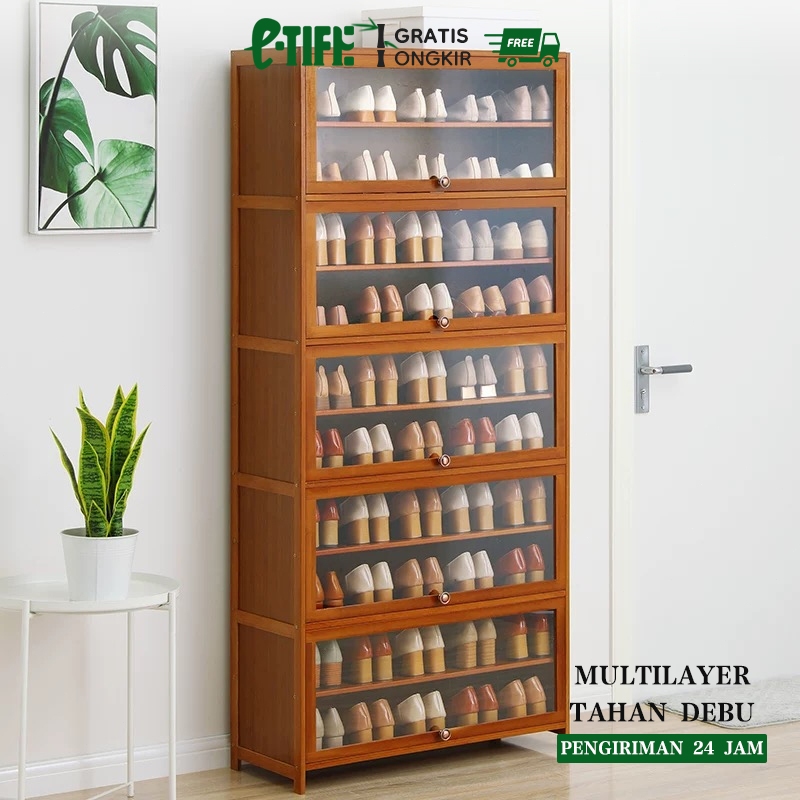 Jual E-TlFE Lemari Sepatu Tertutup Rak Sepatu Multi Lapis Lemari Sepatu ...