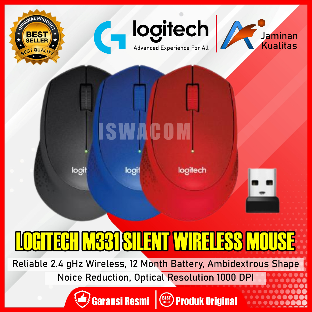 Jual Logitech M331 Mouse Wireless Silent Klick | Shopee Indonesia