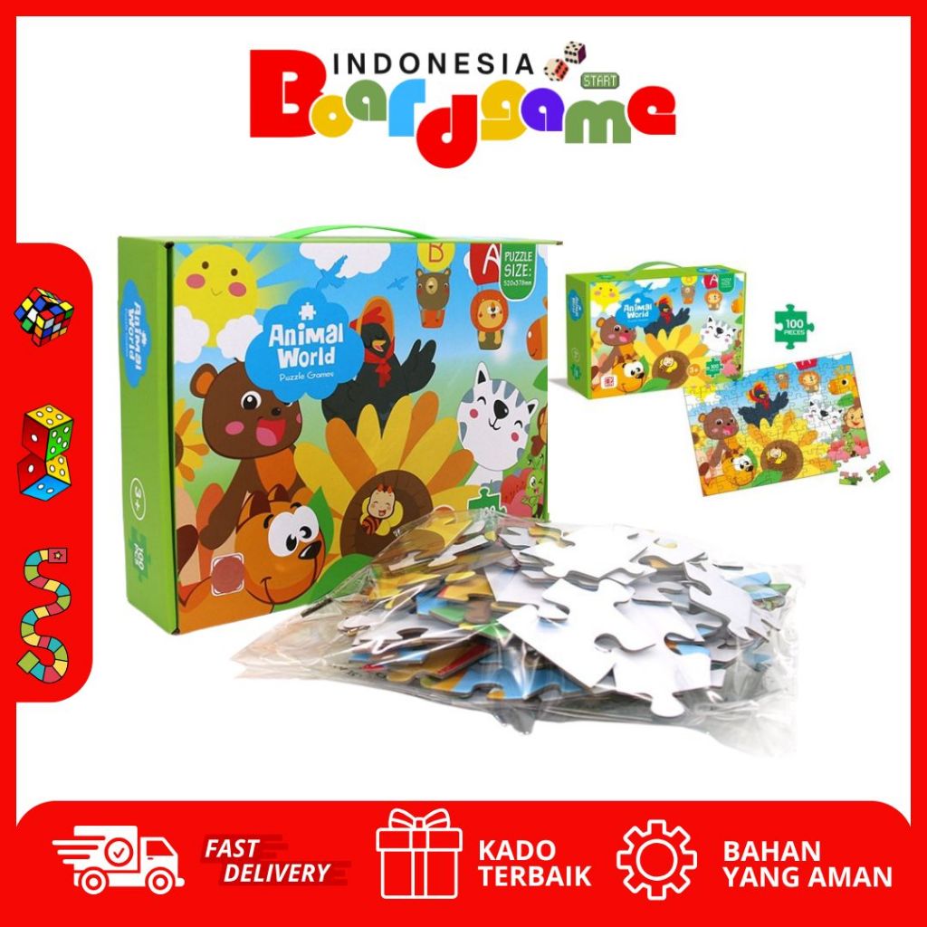 Jual Mainan Puzzle 100 Pcs Animal World Puzzle HW20009834 | Shopee ...