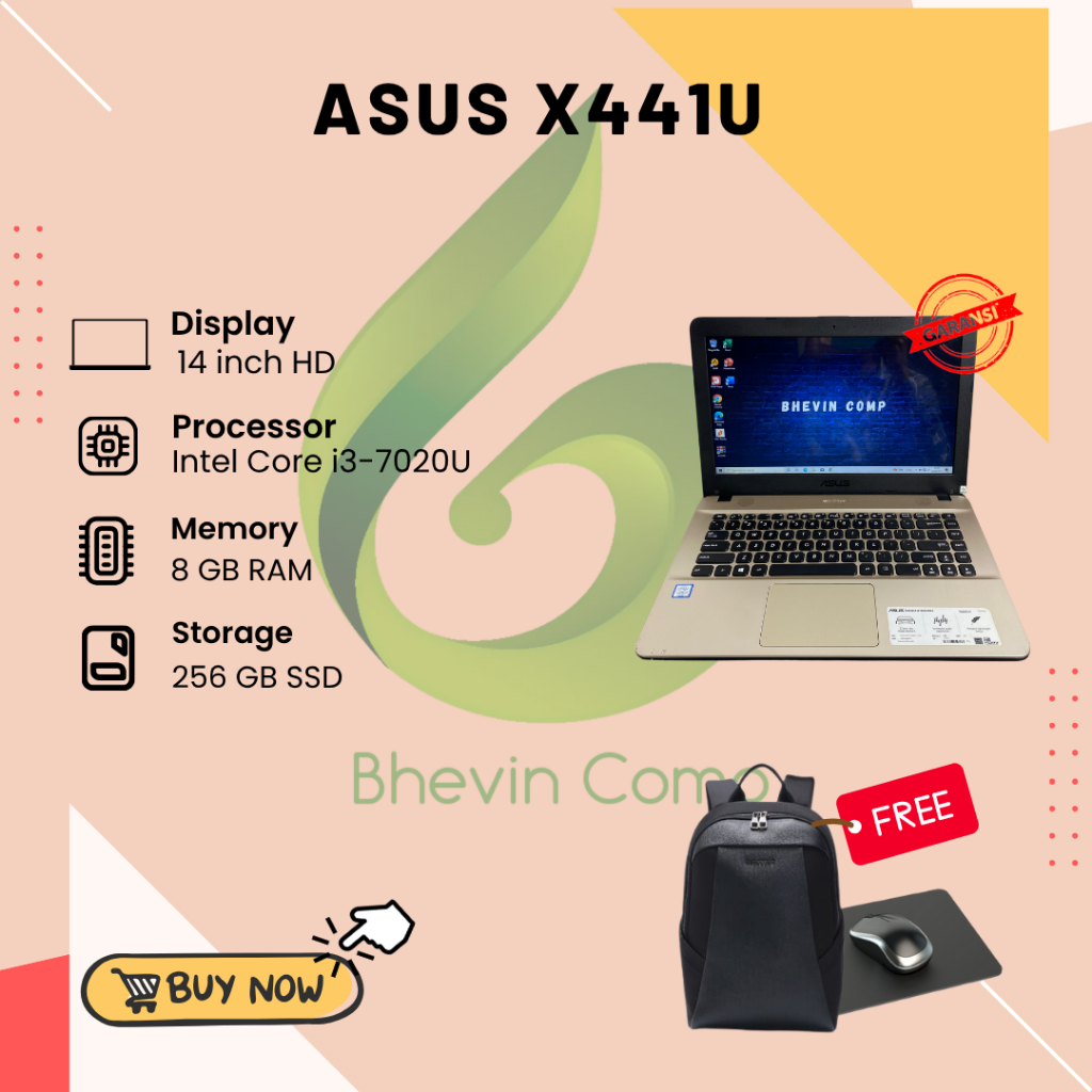 Jual ASUS X441U INTEL CORE I3-7020u RAM 8GB SSD 256GB | Shopee Indonesia