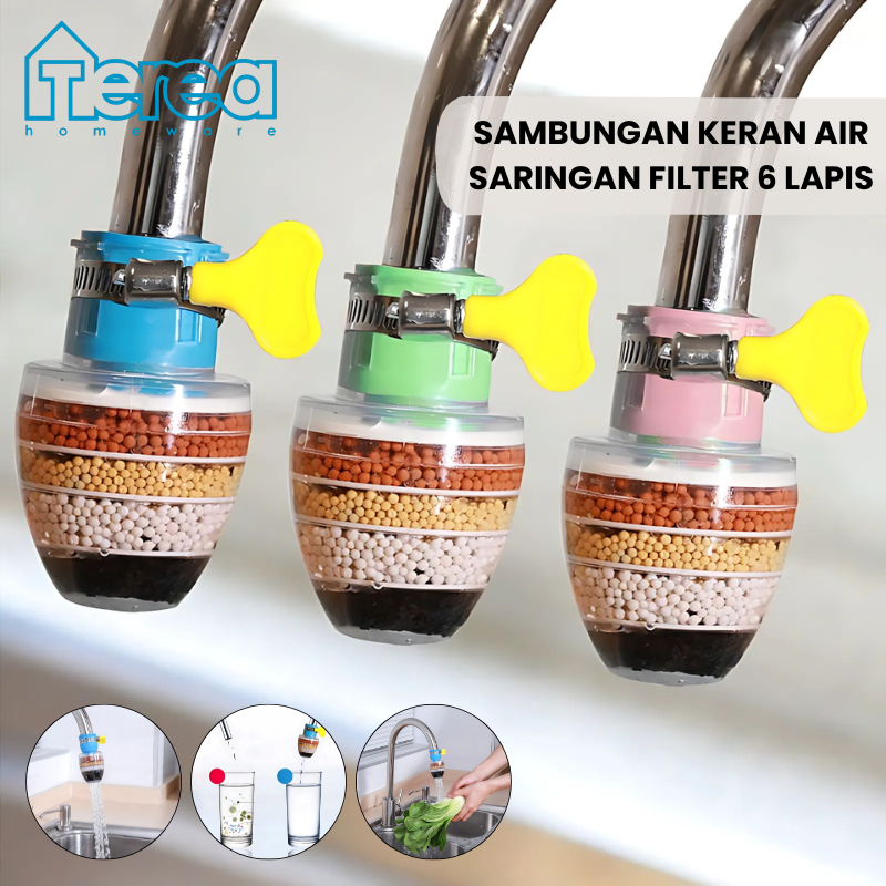 Jual TEREA Sambungan Kran Air Saringan Filter 6 Lapis | Shopee Indonesia