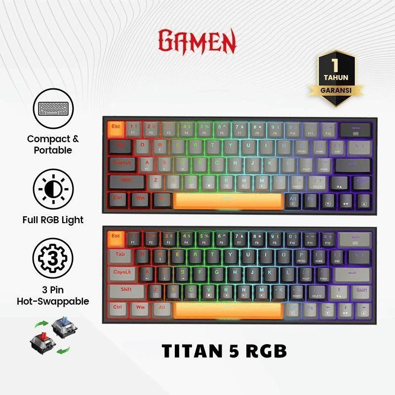 Jual GAMEN Titan 5 RGB NEW Keyboard Gaming Mechanical 60% Layout ...