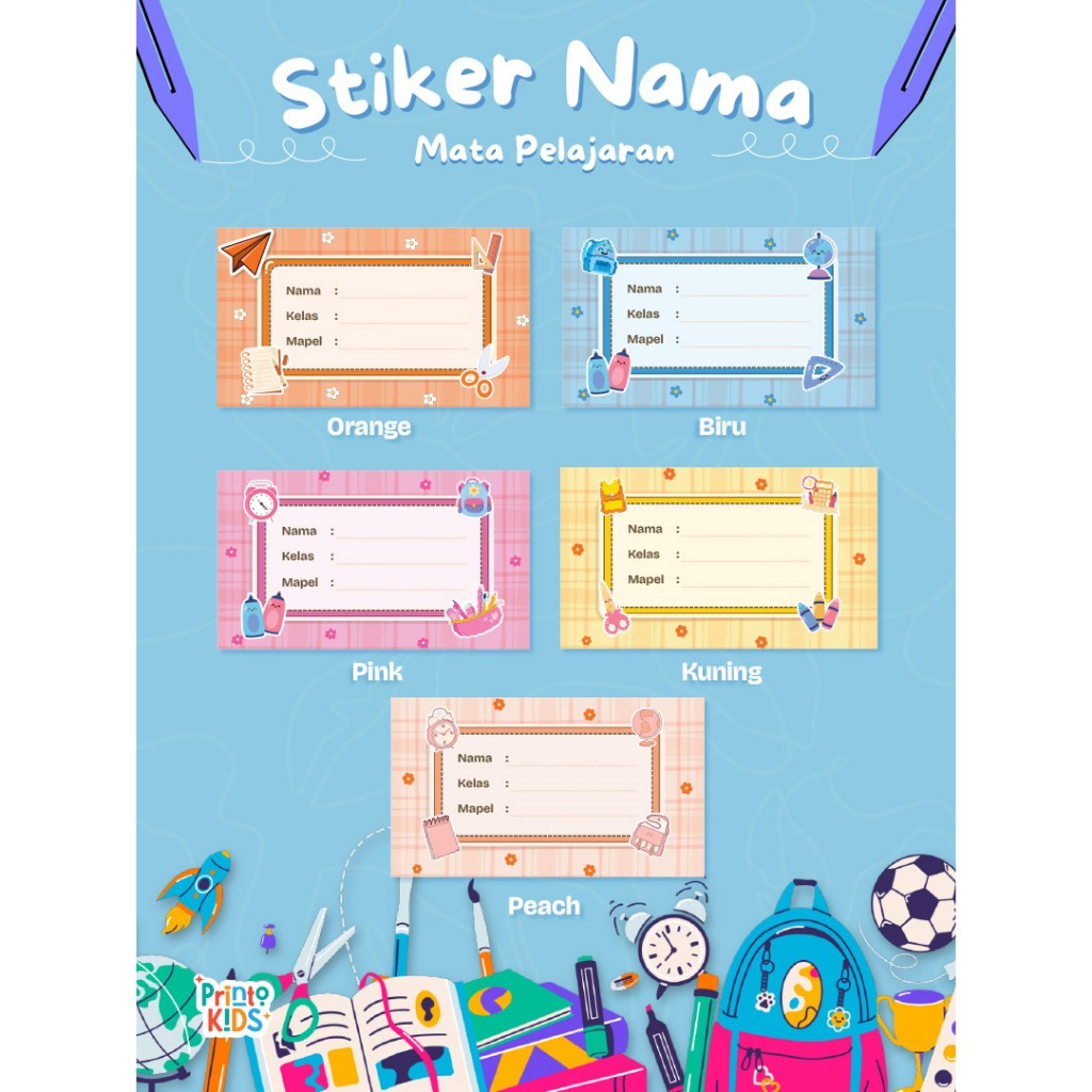 Jual 20 STICKER NAMA BUKU SEKOLAH - Label Nama Sticker | Sticker Label ...