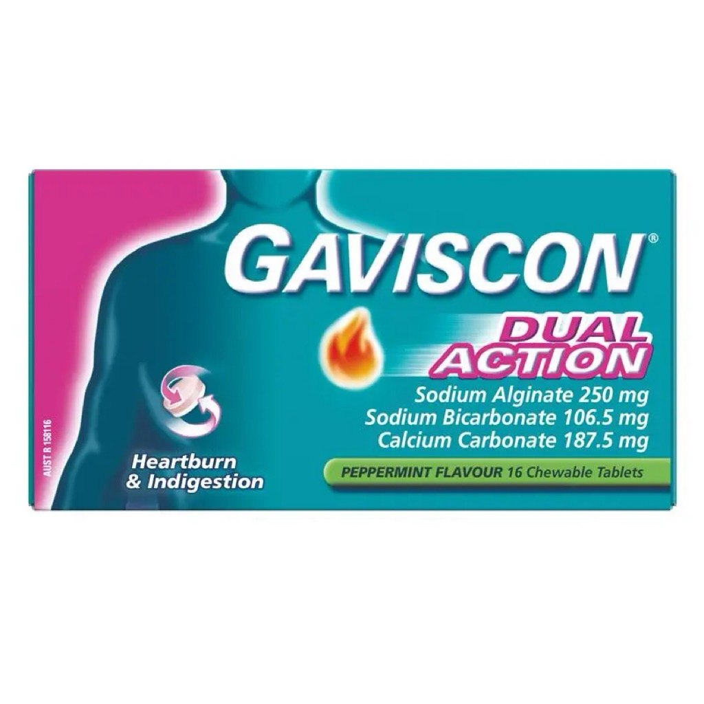 Jual Gaviscon Dual Action Chewable Tablets Peppermint Heartburn ...