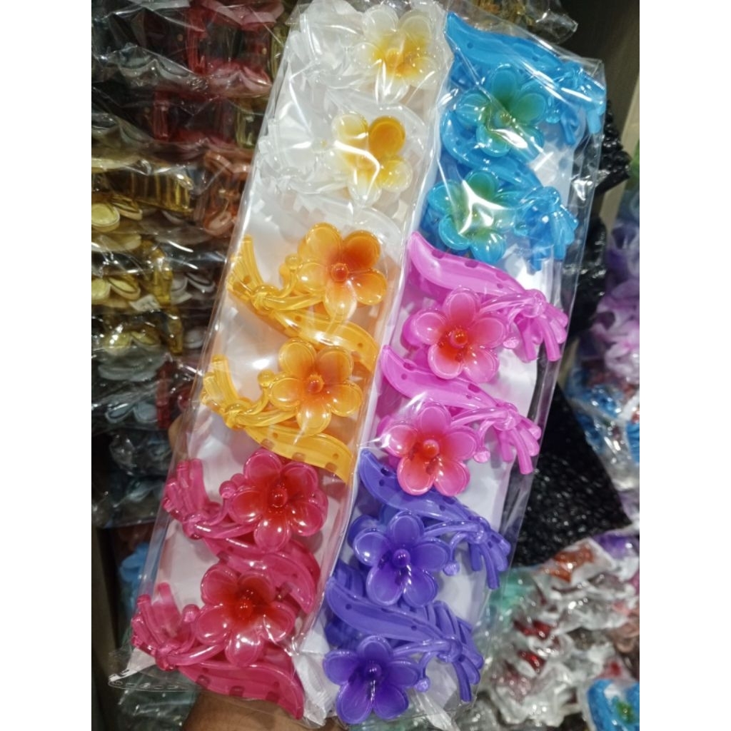 Jual (12Pcs) Jepitan Rambut Import Bunga Kamboja Bunga Tangkai Warna ...