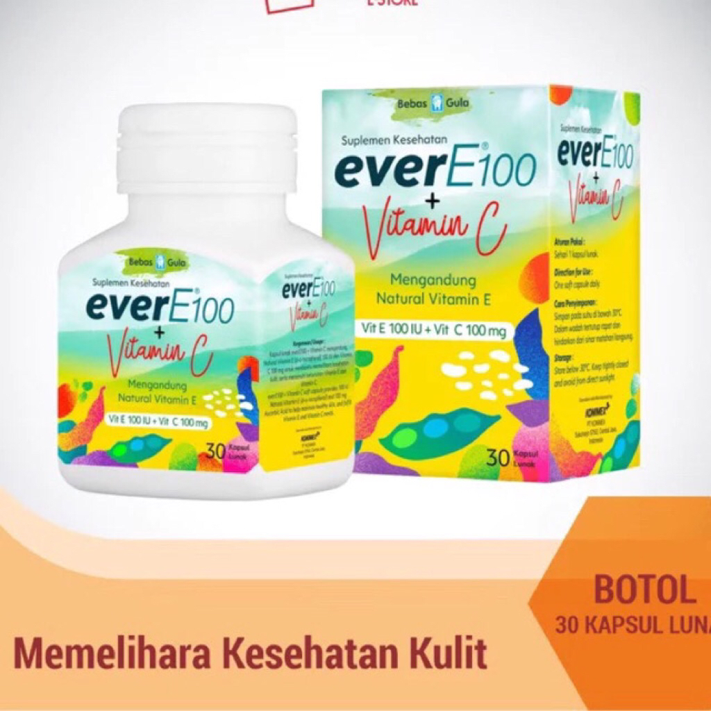 Jual Ever E 100 + Vitamin C untuk Memelihara Kesehatan (30 Kapsul ...