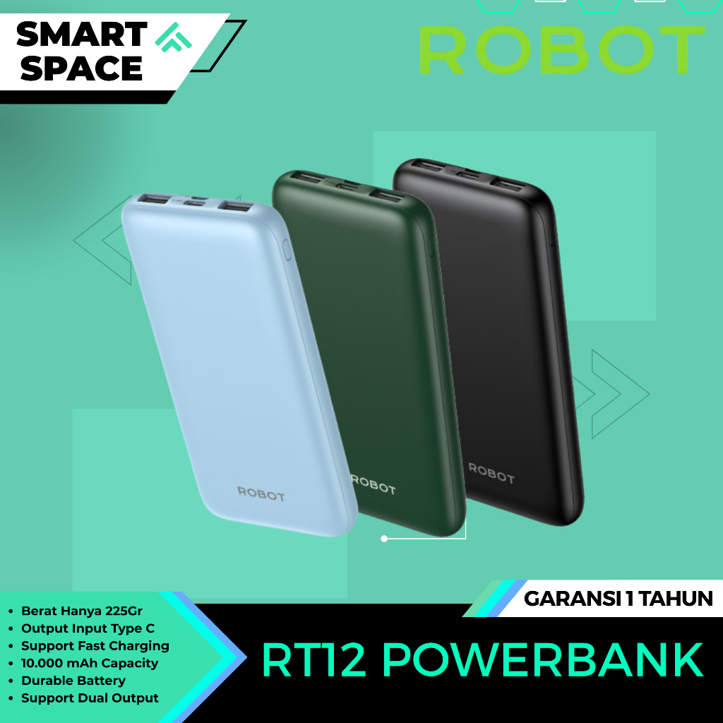 Jual ROBOT Powerbank RT12 10000 mAh Dual Input Output Type C Slim ...