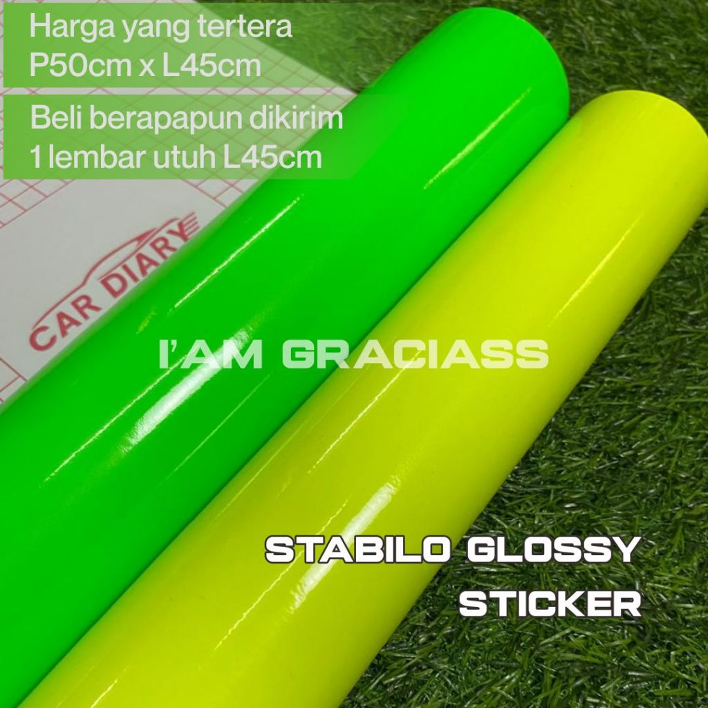 Jual Stiker Stabilo glossy Hijau stabilo kuning stabilo mengkilap buat motor lebar 45cm | Shopee ...