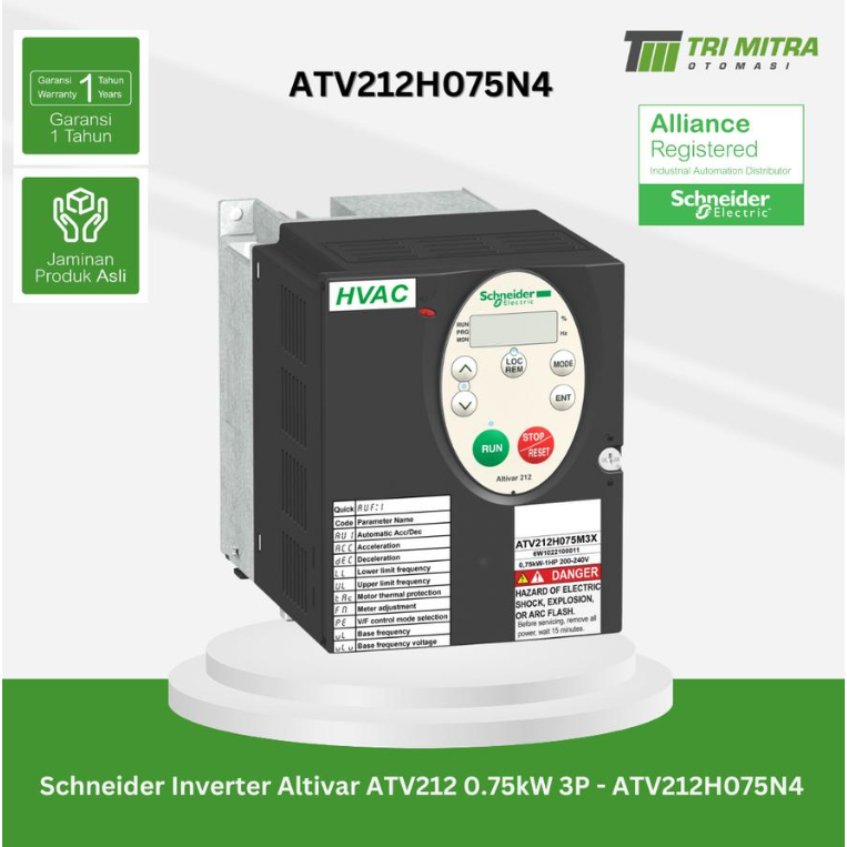 Jual Schneider Inverter Altivar ATV212 0.75kW 3P - ATV212H075N4 ...