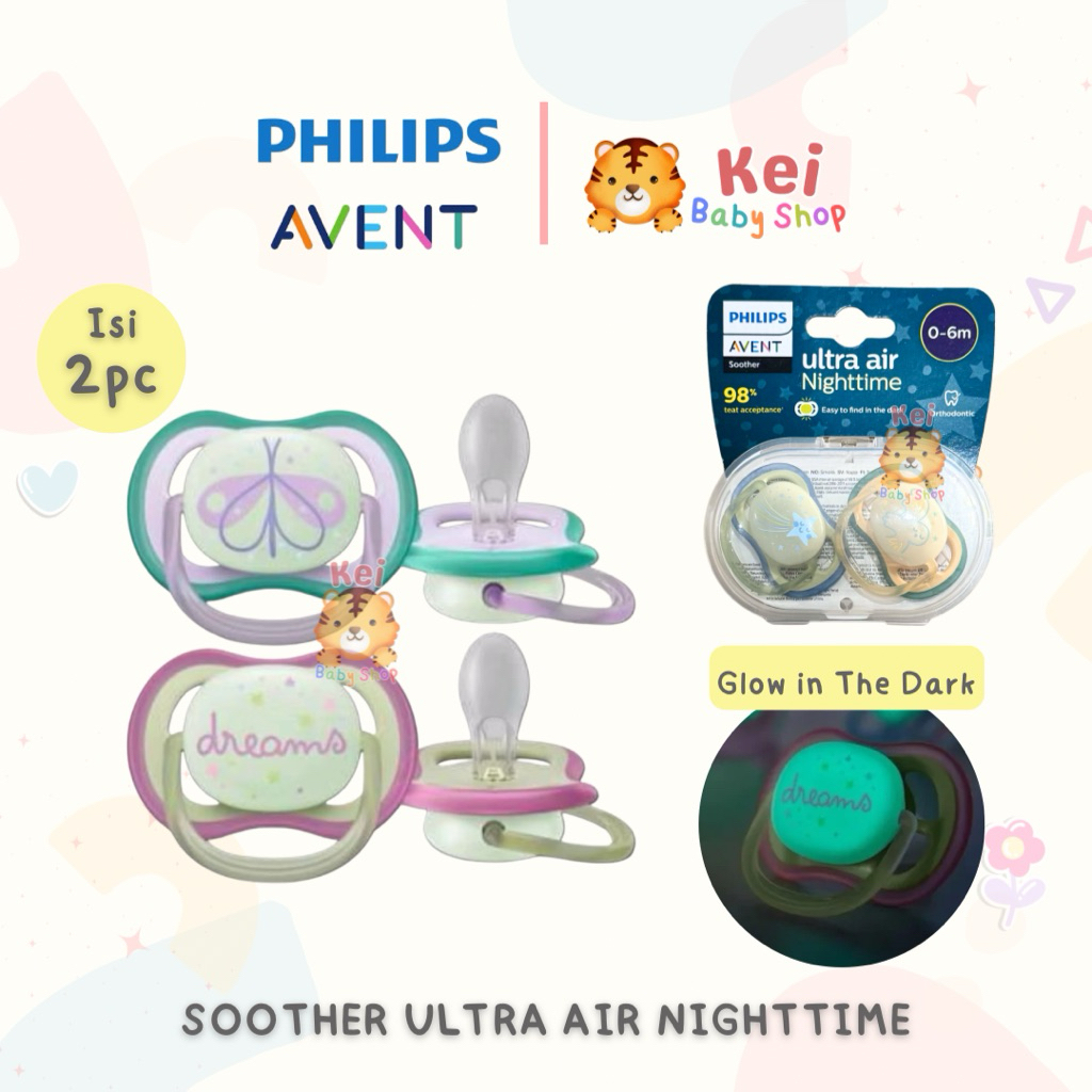 Jual Avent Soother Ultra Air Nighttime 2pcs Glow In The Dark / Empeng ...