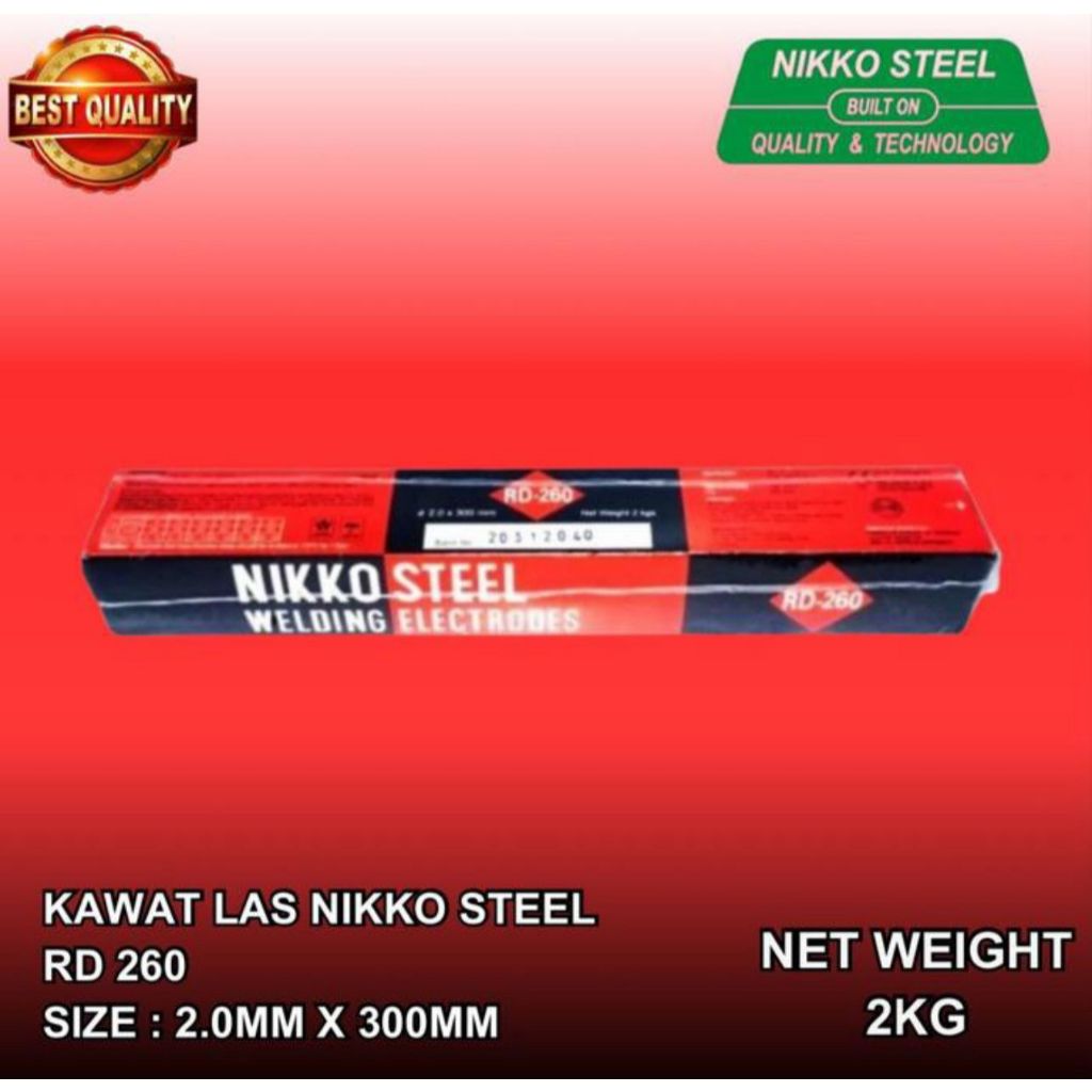 Jual Kawat Las Nikko Steel RD 260 - 2mm x 300mm 1 kotak isi 2kg | Shopee Indonesia