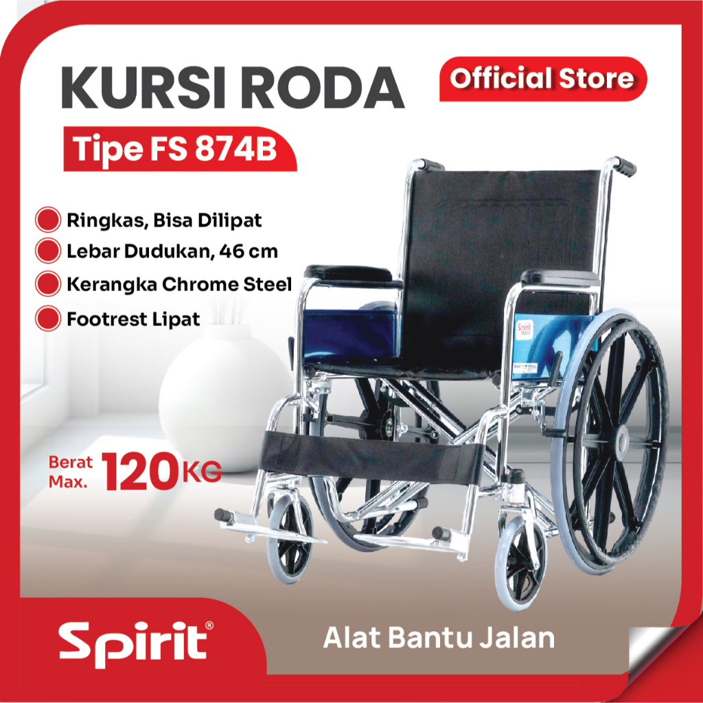 Jual Spirit - Kursi Roda FS 874 B l Alat Bantu Jalan Chrome Steel Wheel ...