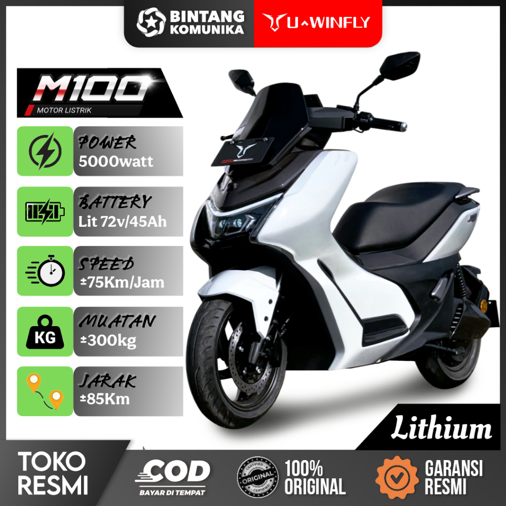 Jual Motor Listrik Uwinfly M100 Lithium 5000watt - T90 Lithium 3000watt ...