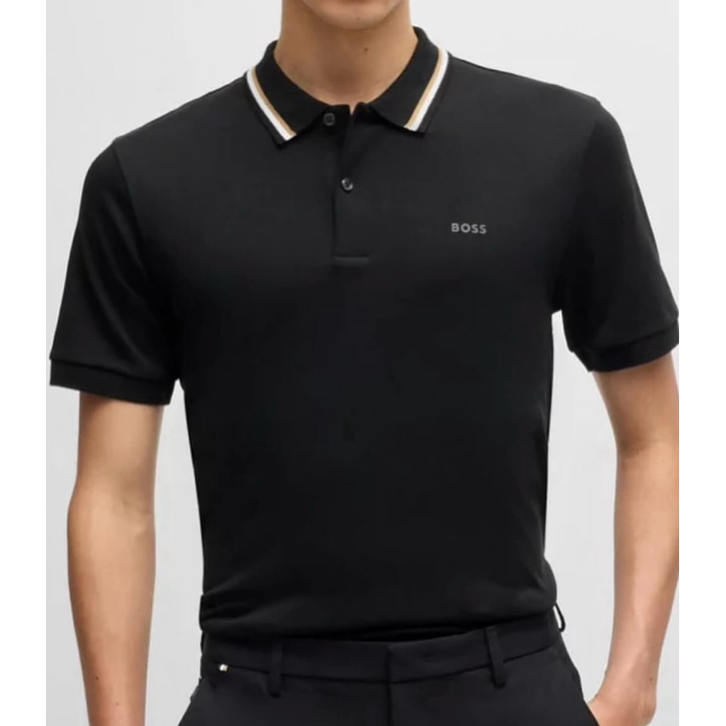 Jual Hugo Boss Stripe Collar Polo Shirt Black | Shopee Indonesia