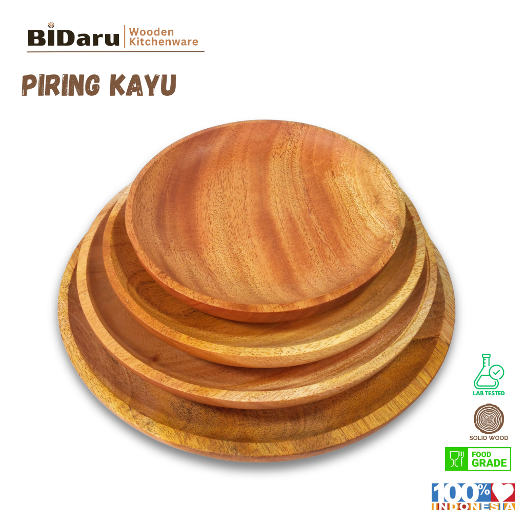 Jual BIDARU - PIRING KAYU AESTHETIC - PIRING KAYU MAHONI 18CM 20CM 23CM ...