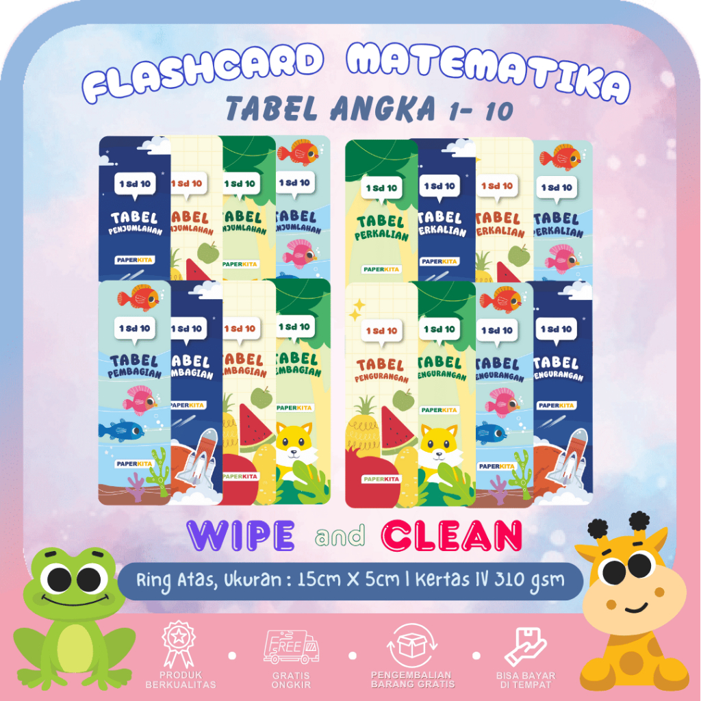 Jual Flashcard Edukasi Anak Tabel Berhitung Perkalian Pengurangan ...