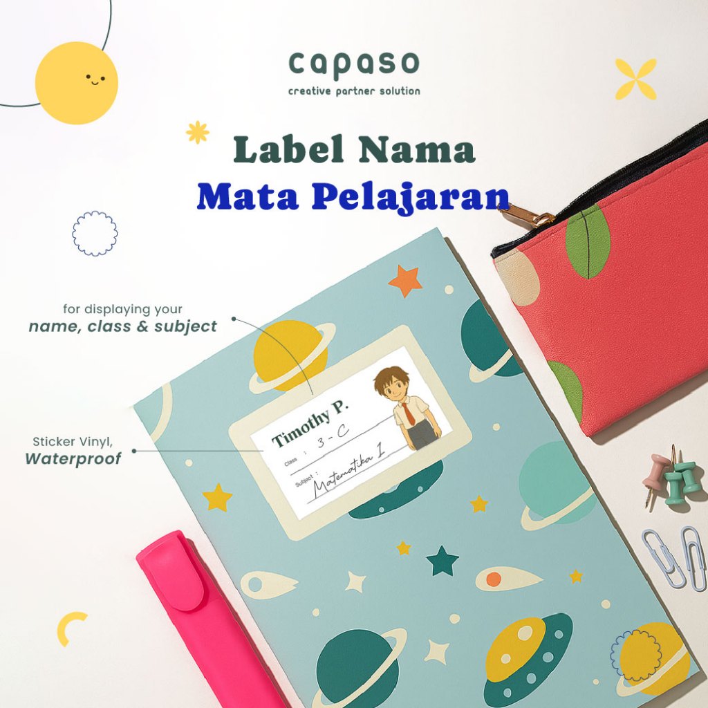 Jual Custom Sticker Label Nama Mata Pelajaran / Custom Label Nama ...