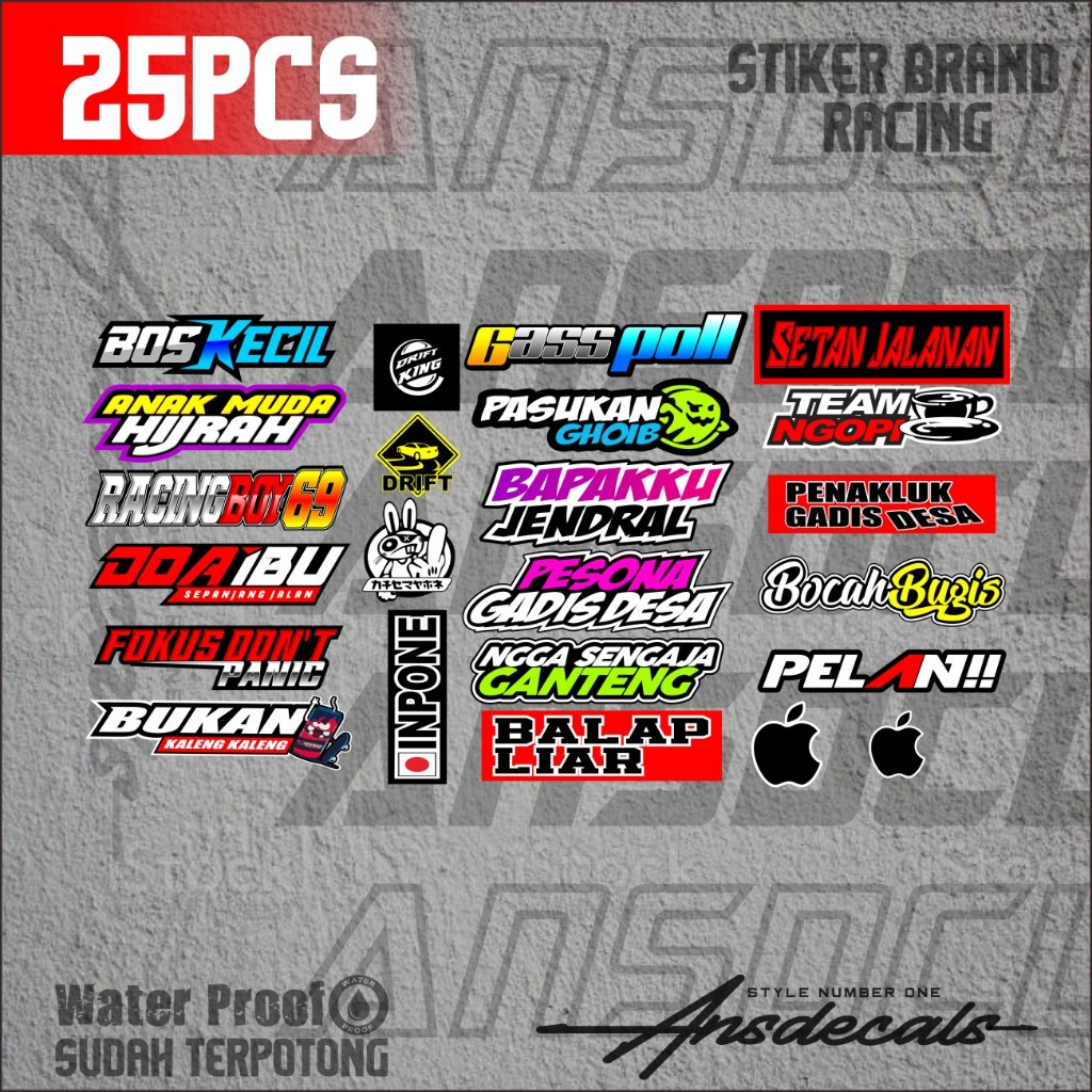 Jual stiker pack isi paketan 25pcs kata -kata gokil abiezz anti luntur ...