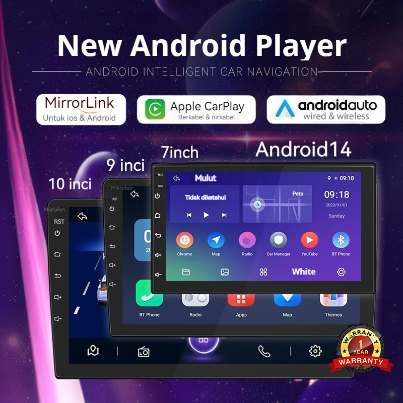 Jual (Ada Kipas Pendingin) Head Unit Andriod 14 7/9/10 Inch 4+32GB / Carplay+GPS+Kamera Mundur ...