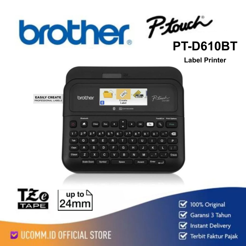 Jual Brother Printer Label PT-D610BT D610BT Label Maker PC Connectable ...