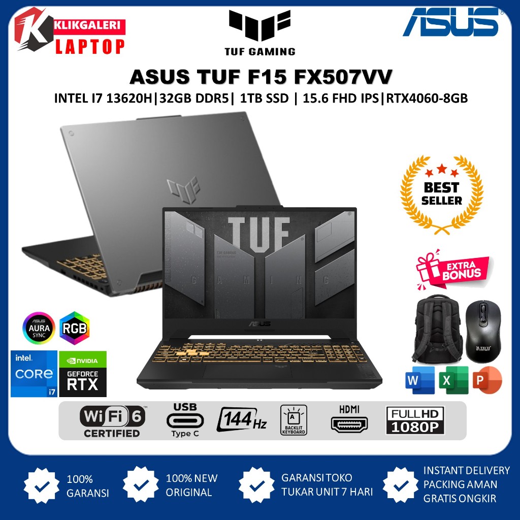 Jual Asus Tuf F15 FX507VV INTEL I7 13620H 32GB DDR5 2TB SSD RTX4060 FHD ...
