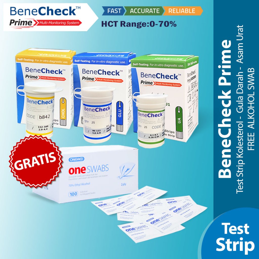 Jual Paket 3 Strip Benecheck Prime GRATIS Alcohol Swab 100 pcs | Shopee ...
