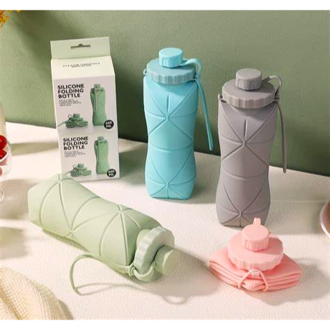 Jual *AJ Compact Botol 600ml Reusable Silicone Water Air Minum Lipat ...