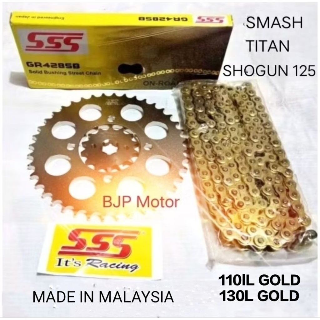 Jual Gear Set SSS 428 SMASH / SHOGUN 125 Paketan Rantai SSS 428 SB 110L / 130L GOLD Dengan ...