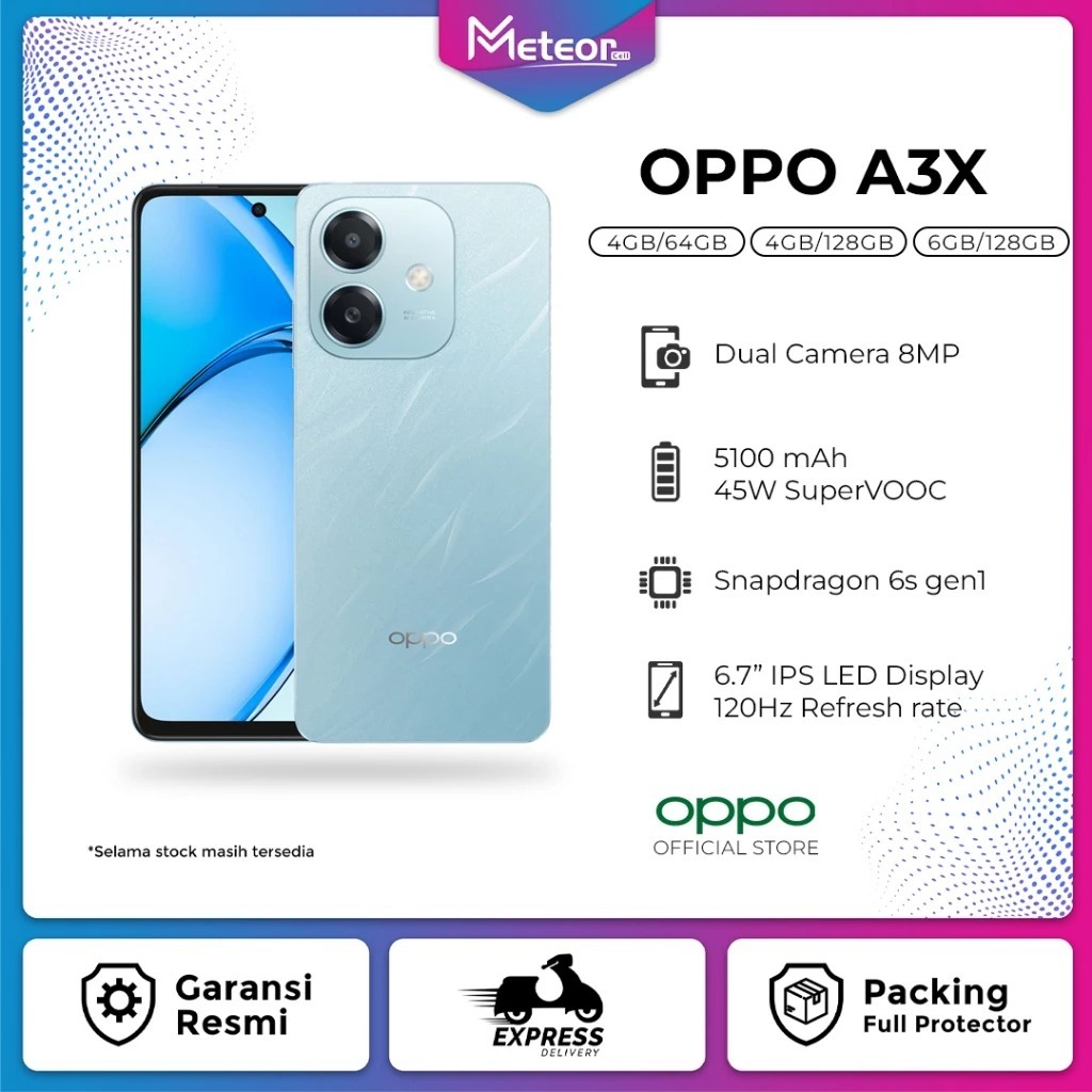 Jual OPPO A3X 6/128 GB | 4/128 GB | 4/64 GB GARANSI RESMI [Bisa Instant ...