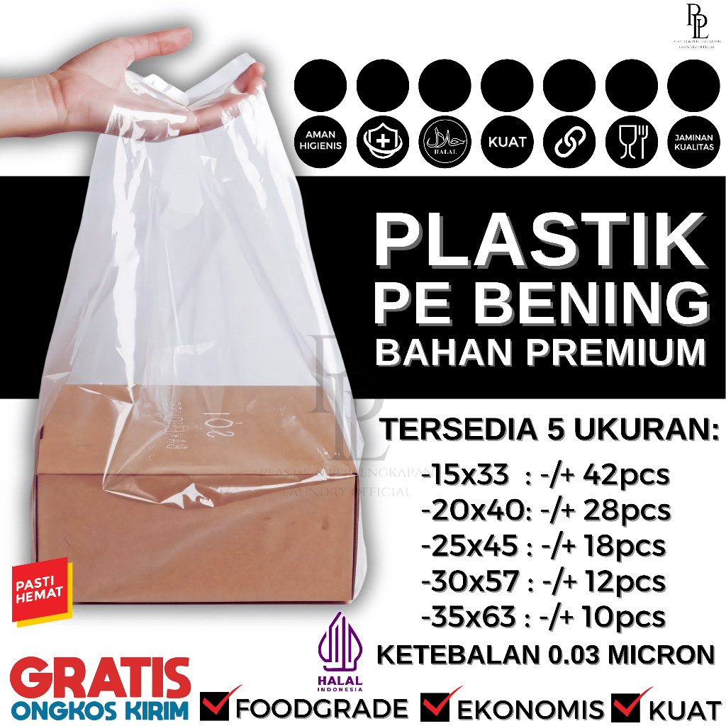 Jual [1PACK] Plastik Kresek PE BENING | Kantong PEX BENING TRANSPARAN ...