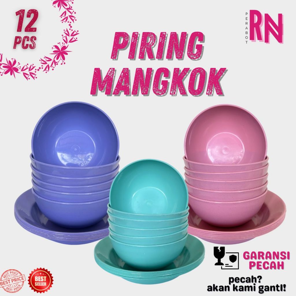 Jual PIRING + MANGKOK PLASTIK LUSINAN / PIRING AESTHETIC / MANGKOK ...