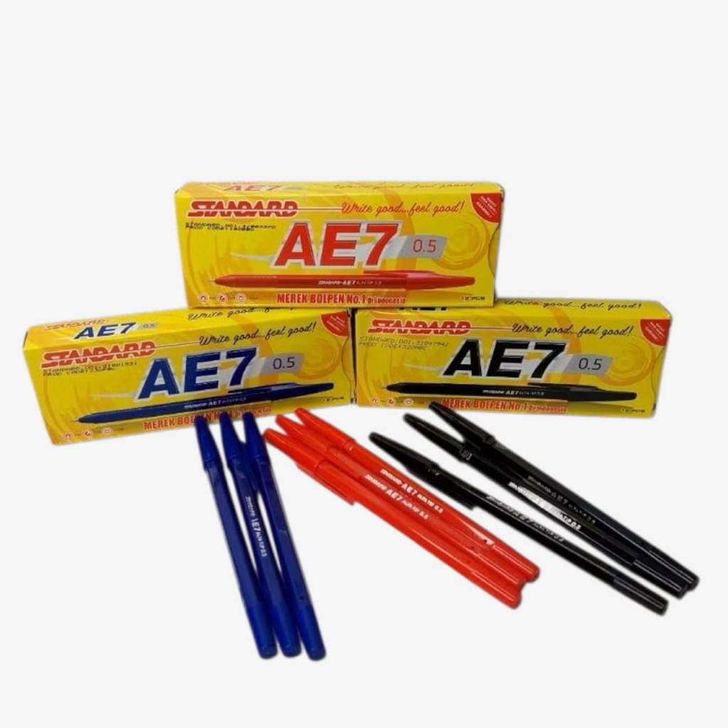 Jual Pulpen Standard AE7 1pack(12pcs) BallPen Pena 0.5mm Standard AE7 ...