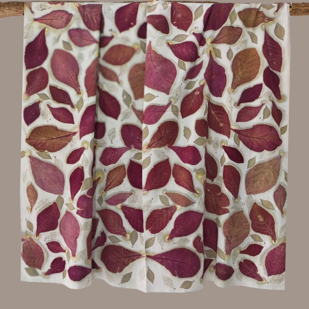 Jual kain ecoprint batik baby canvas linen warna alam motif cetak daun ...