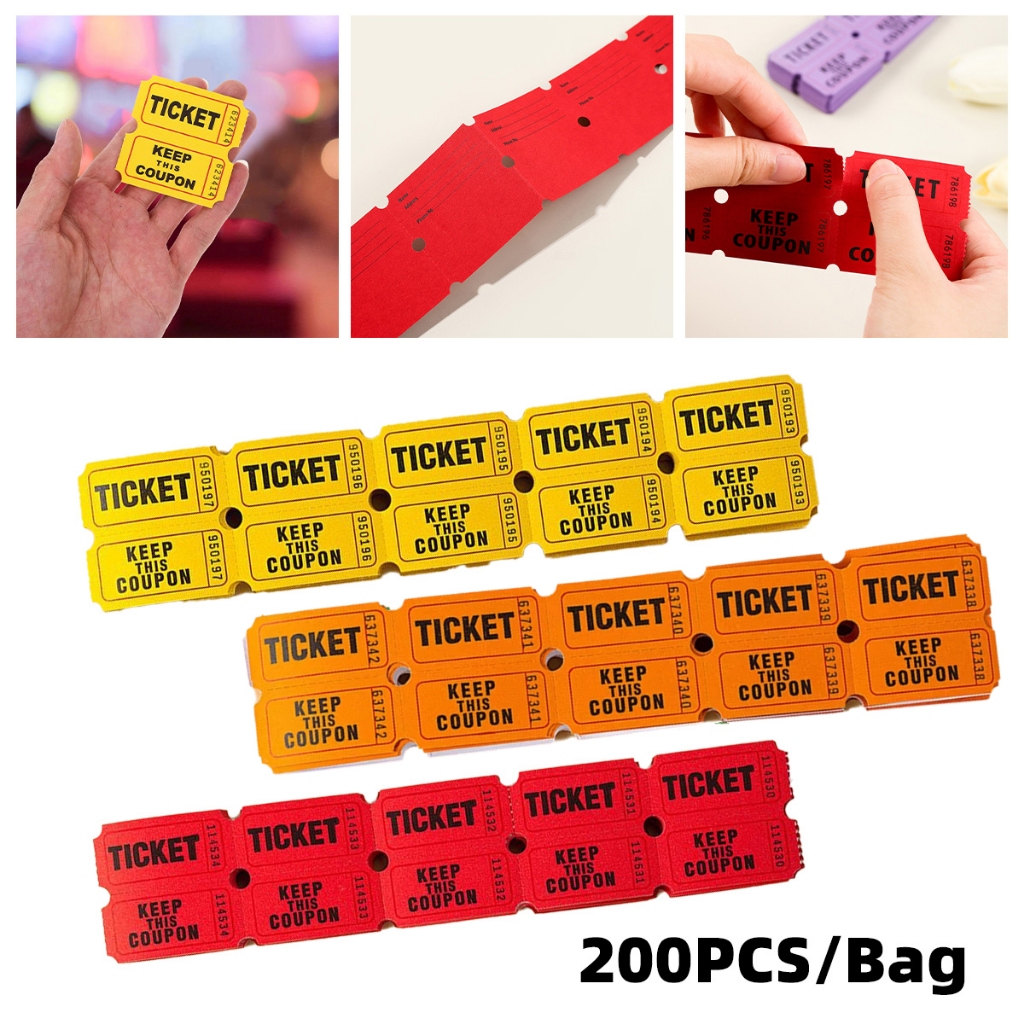 Jual 200pcs Game Lottery Tickets Yellow/red/orange Easily Tear Ticket ...