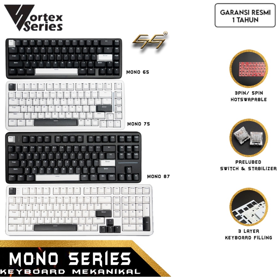 Jual VortexSeries MONO SERIES Keyboard Gaming Mekanikal Hotswappable Gasket Mount Layout 65 75 ...