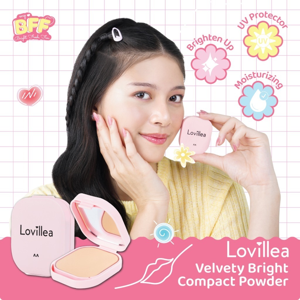 Jual LOVILLEA Velvety Bright Compact Powder 9g | Bedak Padat With UV ...