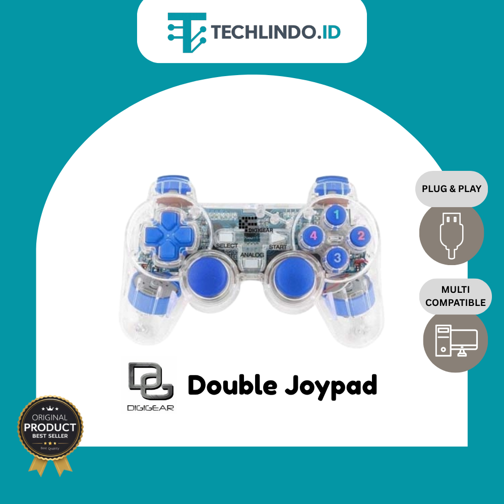 Jual JOYSTICK DIGIGEAR USB GAMEPAD DOUBLE TRANSPARAN UNTUK LAPTOP DAN ...