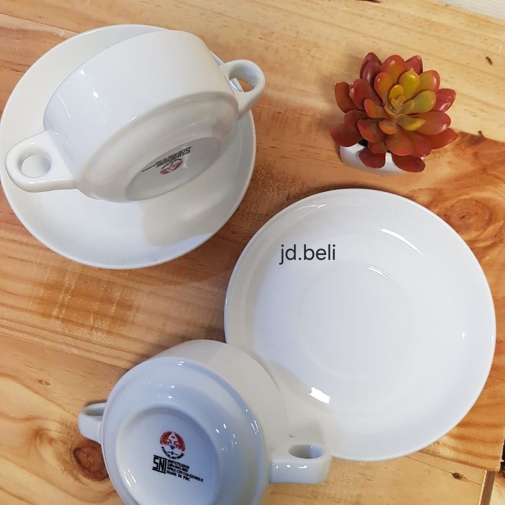 Jual Mangkuk Zuppa set plus saucer/Mangkok mie/Mangkuk kuping/Bowl ...
