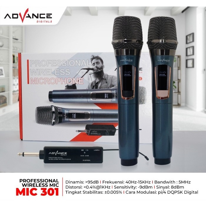 Jual Mic Wireless Advance Mic301 mix karaoke display LED / 2 Mic ...