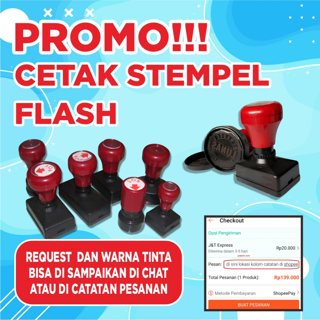 Jual PROMO!!! Cetak Stempel Flash Custom Murah / Stempel Flash Sehari Jadi / Custom Stempel ...