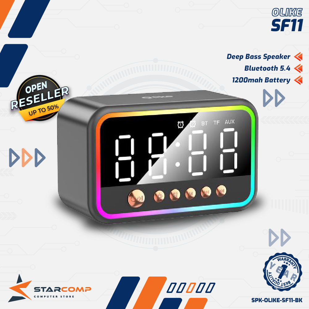 Jual Olike KM3 Wireless Bluetooth 5.4 Speaker Jam Alarm Clock Display ...